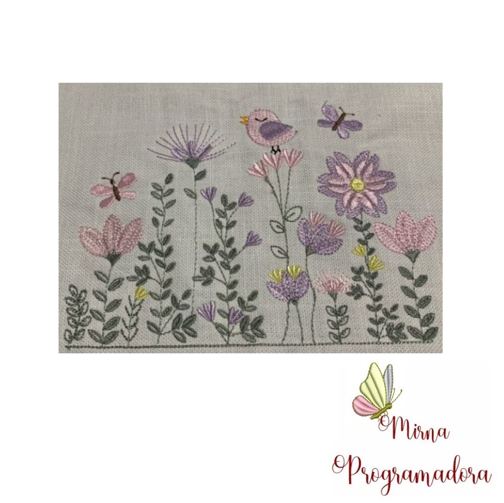 Matriz de Bordado - Jardim Passaro Flores - 𝐛𝐚𝐳𝐚𝐫 & 𝐜𝐢𝐚