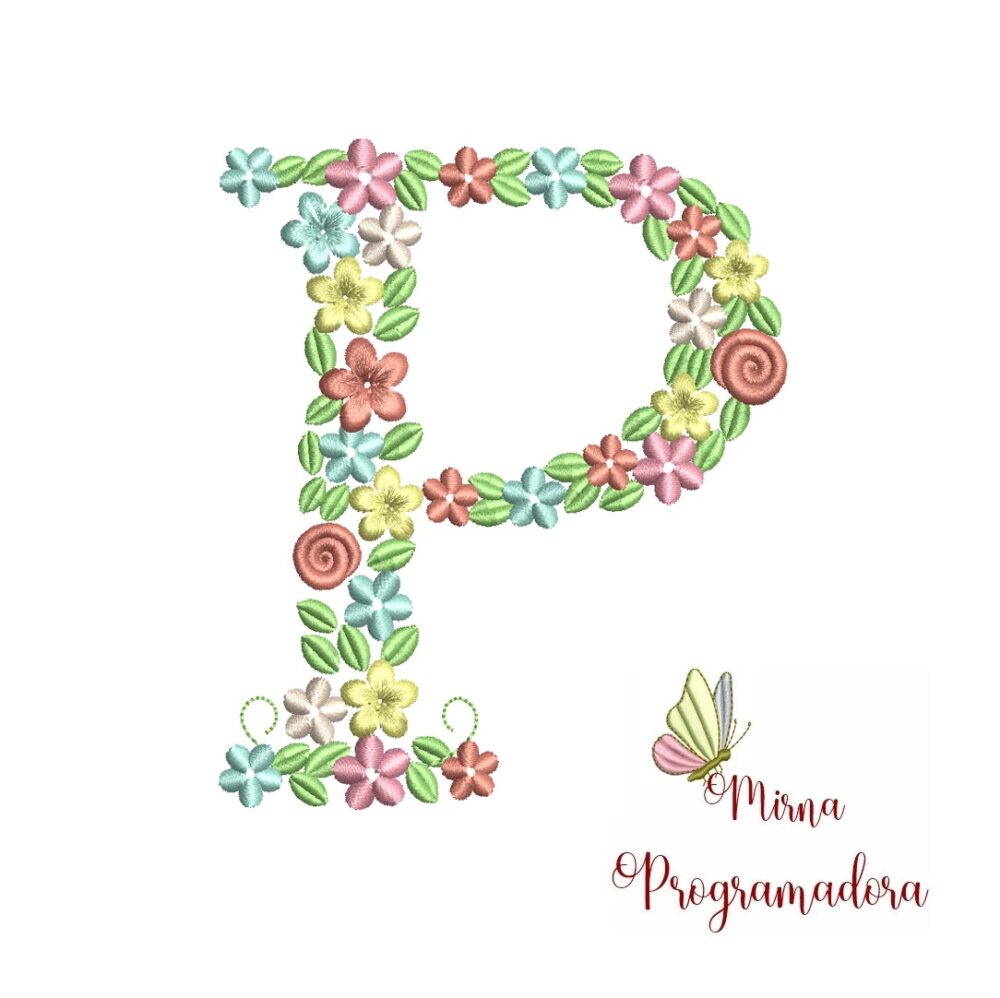 Matriz de Bordado Floral Letra P - SHOP BAZAR e CIA