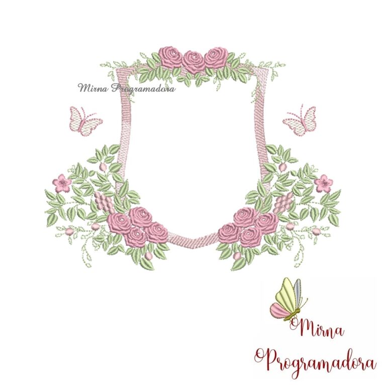 Matriz de Bordado -Moldura Flores Borboletas - SHOP BAZAR e CIA