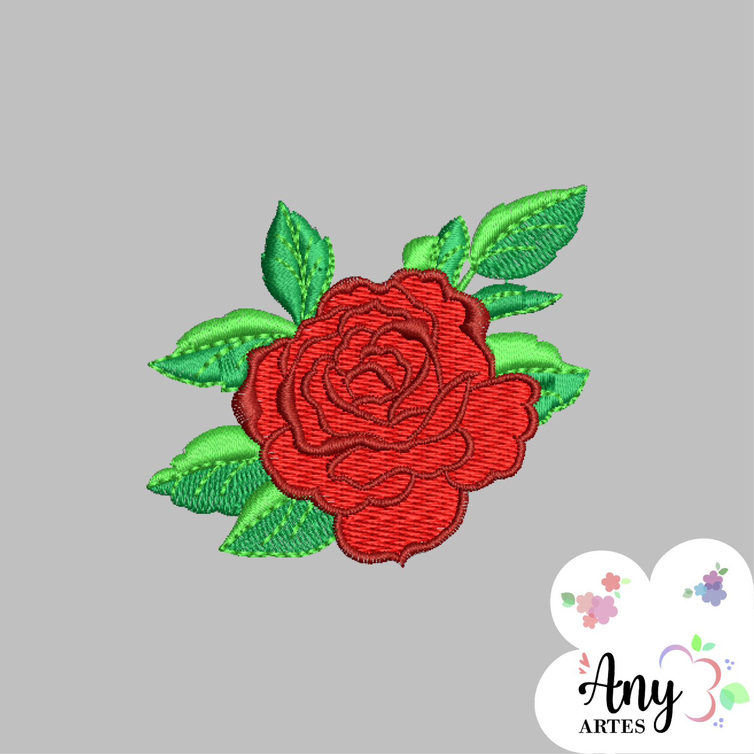 Matriz de bordado - Rosa realista - SHOP BAZAR e CIA