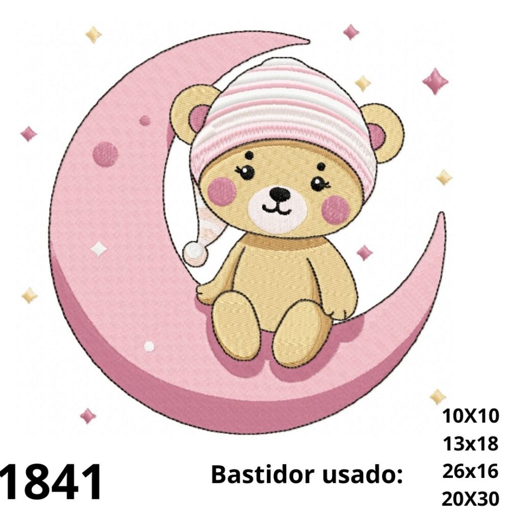 Matriz de bordado Urso na lua - 𝐛𝐚𝐳𝐚𝐫 & 𝐜𝐢𝐚